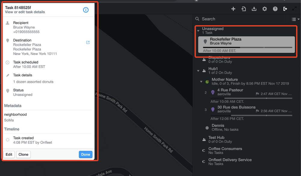 Creating your first Onfleet task via the API